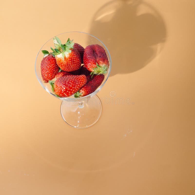 Strawberries in a Glass. Conceptual Background and Dark Shadow. Spring ...