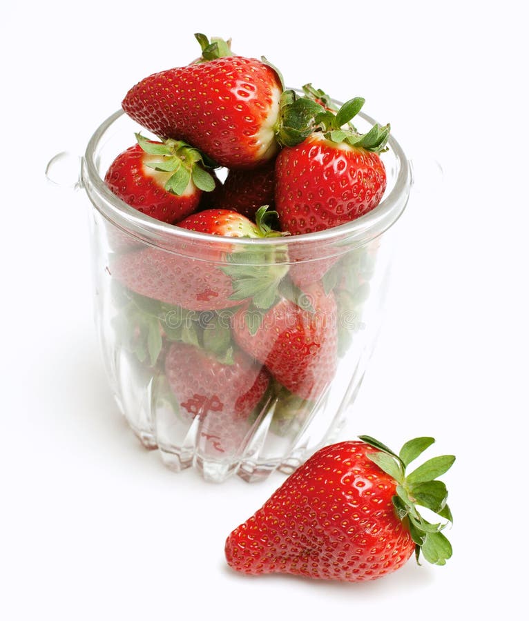 Strawberries In A Glass Dish Stock Photo - Image of food, light: 18785386