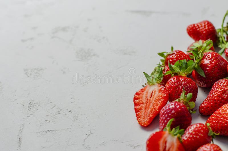 Strawberries on the Gray Background Stock Photo - Image of delicious ...