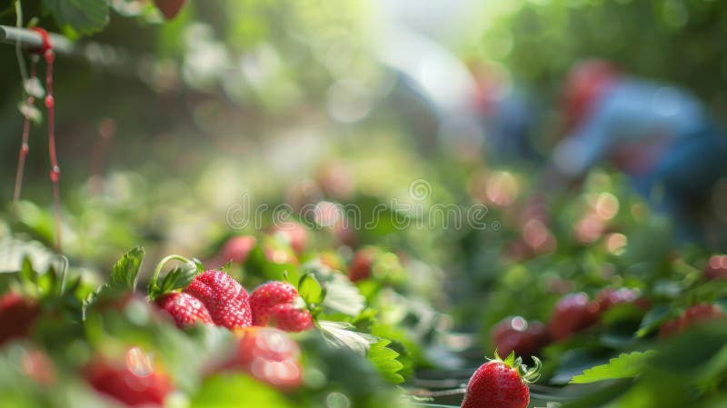Strawberries Growing Inside a Greenhouse for Year-round Farming. Stock ...