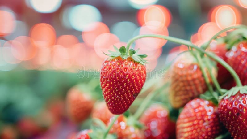 Strawberries Growing Inside a Greenhouse for Year-round Farming. Stock ...
