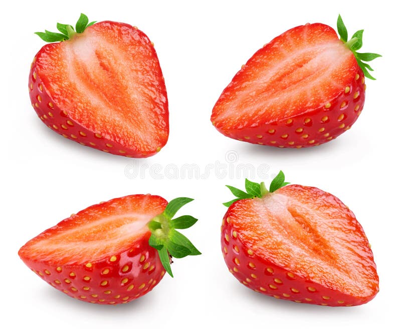 Strawberries Isolated Set. Collection of Sliced Strawberries in ...