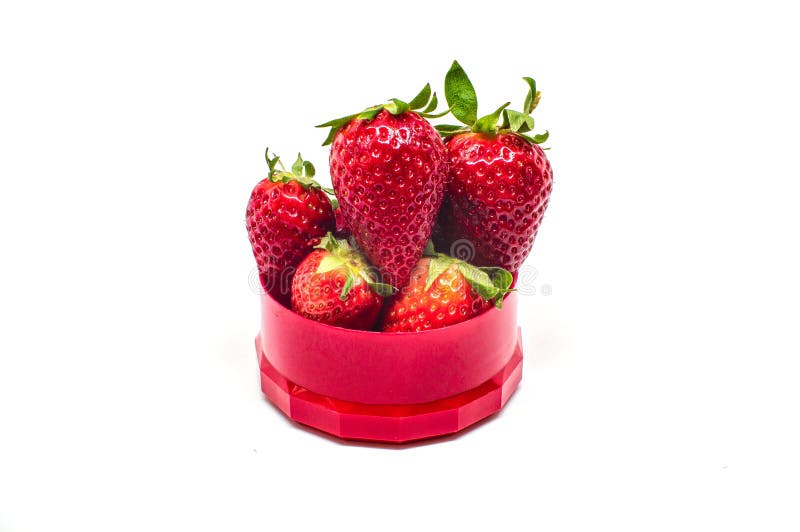 Strawberries, Isolated, White Background Stock Image - Image of green ...