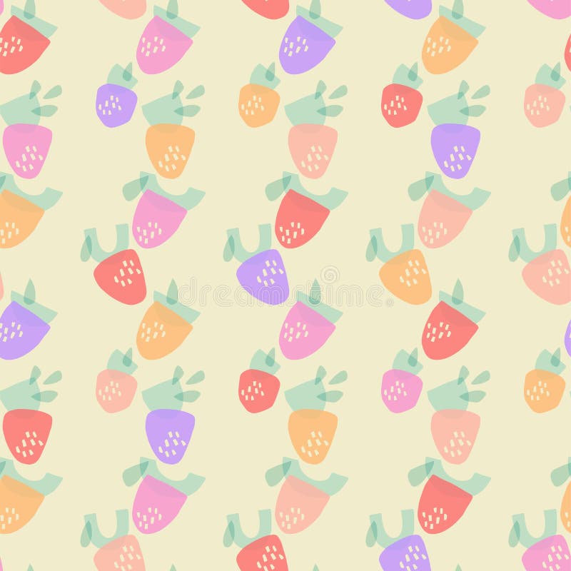 Strawberries Made from Geometric Shapes. Modern Summer Seamless Pattern ...