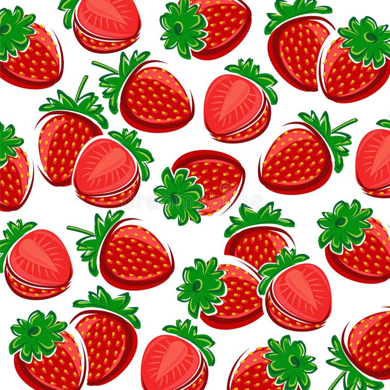 Strawberries Pattern Background Set. Collection Icon Strawberries Stock ...