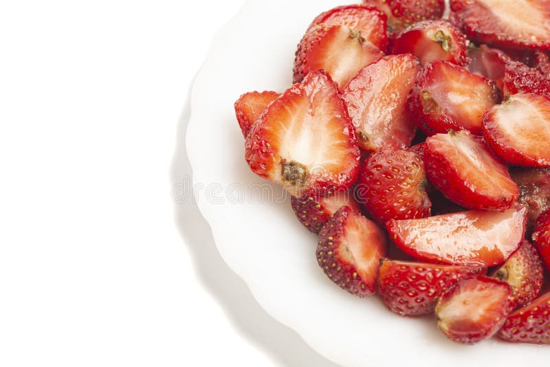 Strawberries on a Plate Isolated on White Stock Photo - Image of plate ...