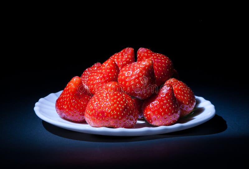 Strawberries on a plate stock image. Image of sugar, strawberries ...