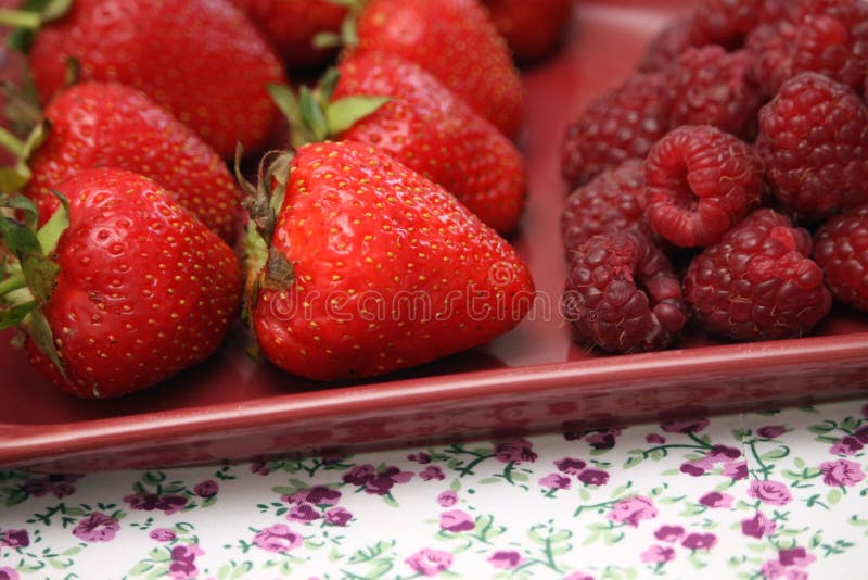 Strawberries and Raspberries Stock Image - Image of background ...