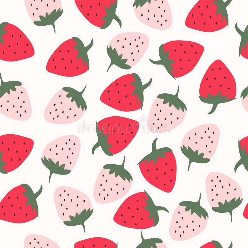 Strawberries Seamless Cute Pattern Design. Red and Pink Colors. Stock ...