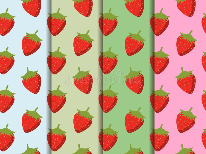 Strawberries Seamless Pattern. Set of Vector Patterns with Strawberries ...