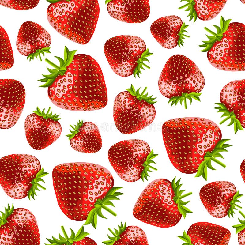 Strawberries Seamless Pattern Stock Vector - Illustration of dessert ...