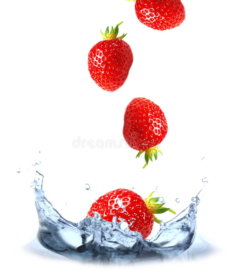 Strawberries splash stock photo. Image of health, close - 16368744