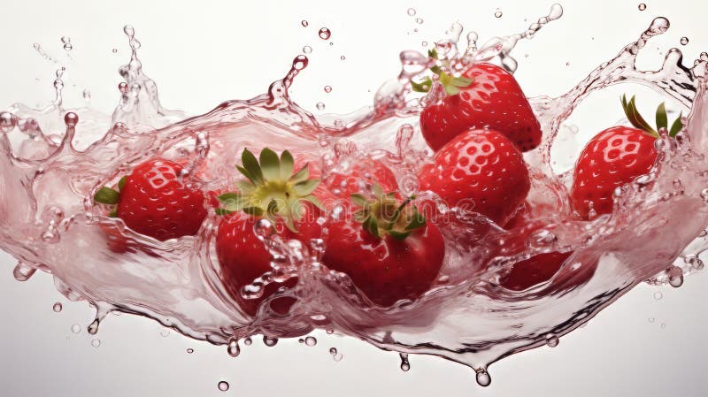 Strawberries Splashing into Water Dramatically Stock Photo - Image of ...
