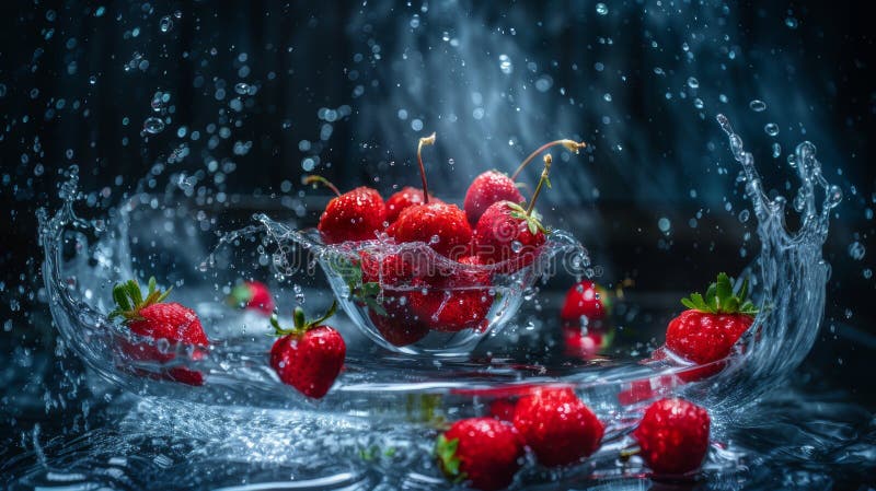 Strawberries Splashing in Water Stock Image - Image of sweet, fresh ...