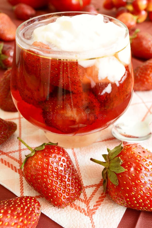 Strawberries in Syrup and Cream. Stock Image - Image of milk, colors ...