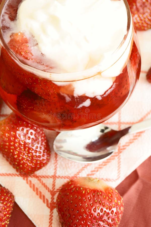 Strawberries in Syrup and Cream. Stock Image - Image of drinks ...
