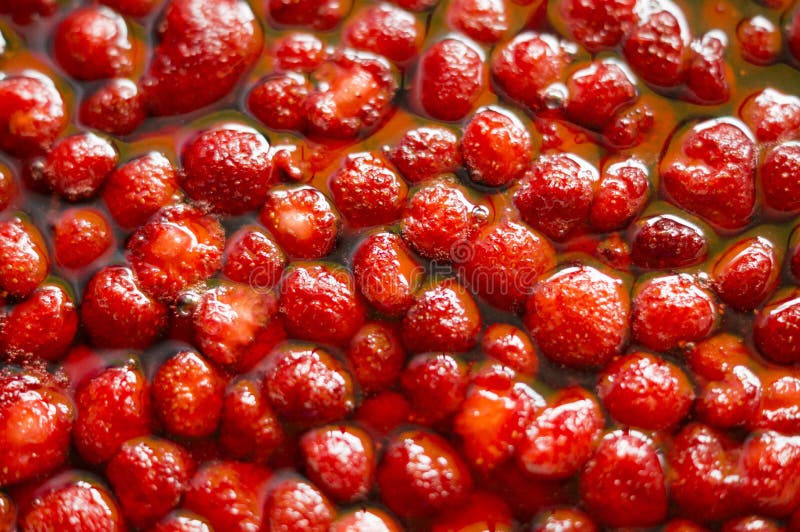 Strawberries in syrup stock image. Image of food, cooking - 121217565