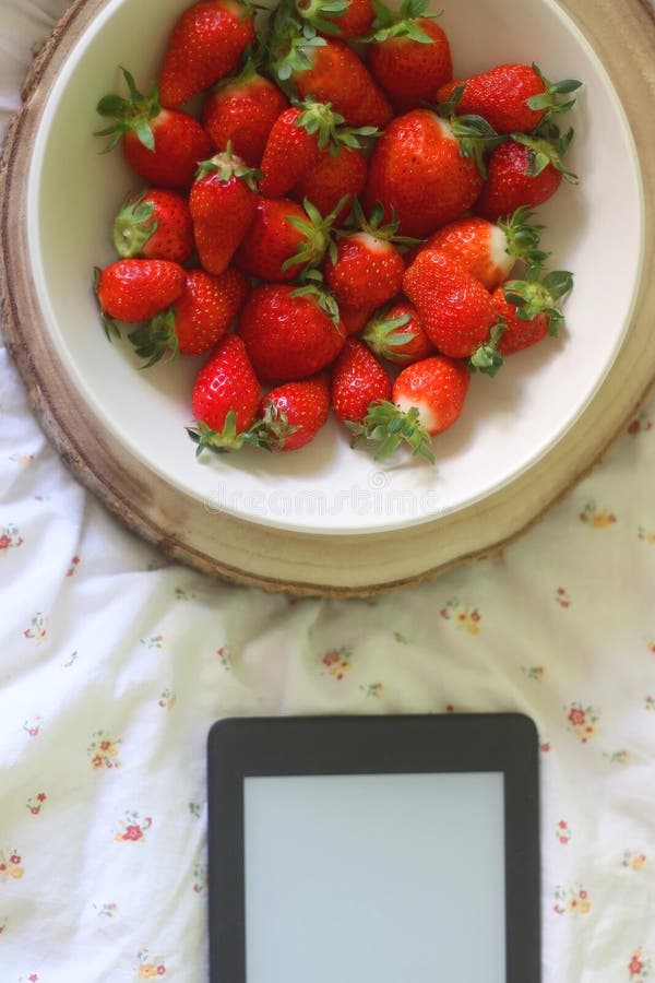 Strawberries and Tablet stock photo. Image of fresh - 243665236