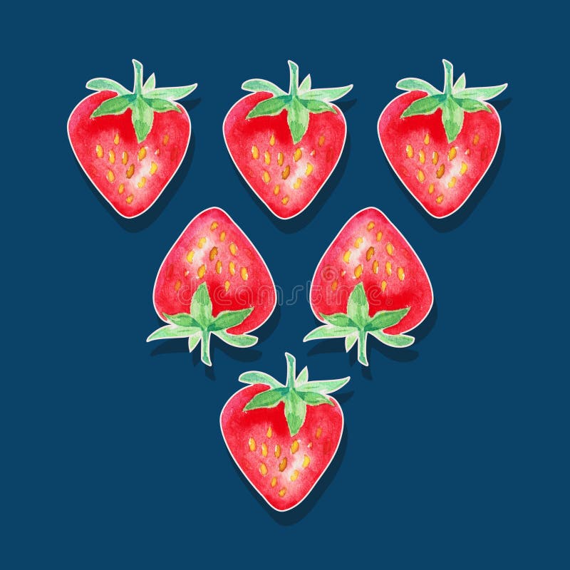 Strawberries Triangle Concept. Watercolor Illustration. Stock ...