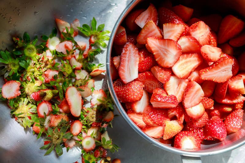 Strawberries Cleaned and Washed Under Running Water Stock Image - Image ...