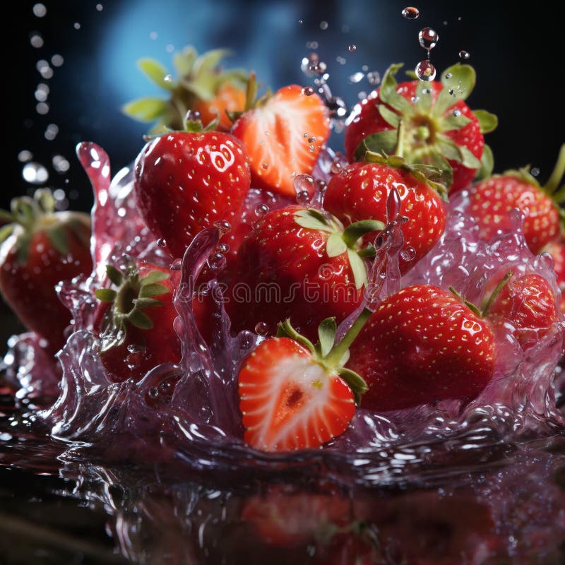 Strawberries with Water Splashes, Fresh and Healthy Food Stock Photo ...