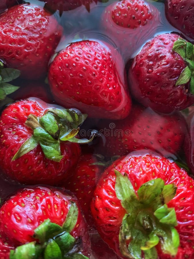 Strawberries in water stock image. Image of freshness - 153208301