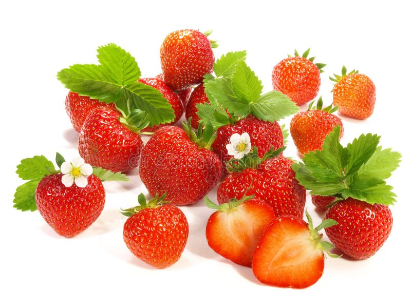 Strawberries on White Background Stock Image - Image of ripe, blossom ...