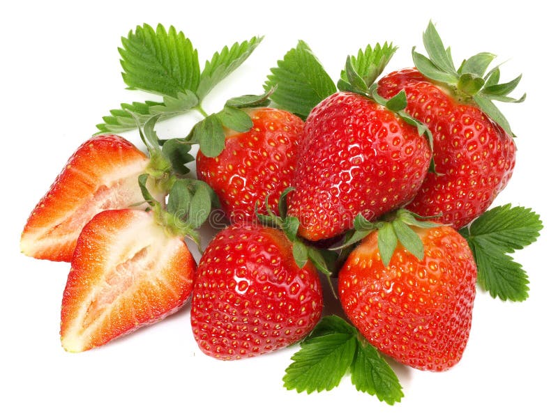 Strawberries on White Background Stock Photo - Image of food, view ...