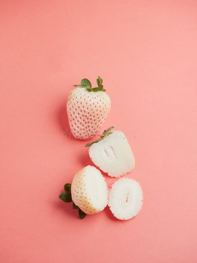 Strawberries with White Interior on Pink Background Stock Photo - Image ...