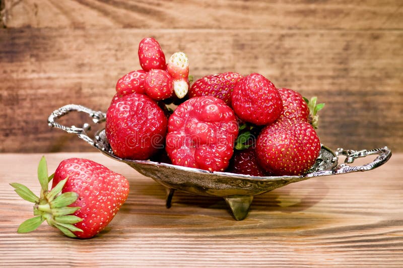 Strawberries on a Wooden Table Stock Photo - Image of ingredient ...