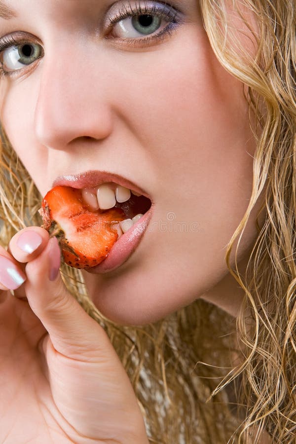 Strawberry stock image. Image of face, beautiful, female - 11239963