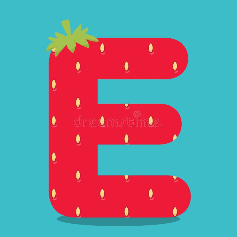 STRAWBERRY ALPHABET E 05 stock vector. Illustration of vector - 197988964