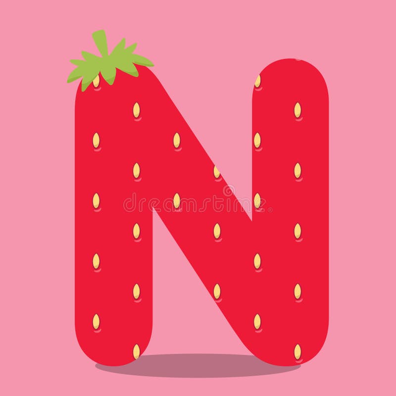 STRAWBERRY ALPHABET N 14 stock vector. Illustration of graphic - 197988980