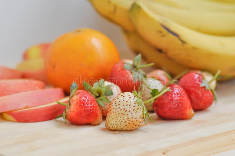 Strawberry ,apple, Orange and Banana Stock Photo - Image of strawberry ...