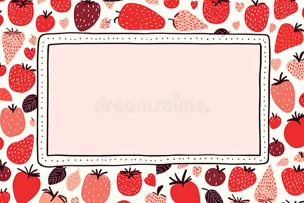 Strawberry Background with a Frame for Your Text Stock Illustration ...