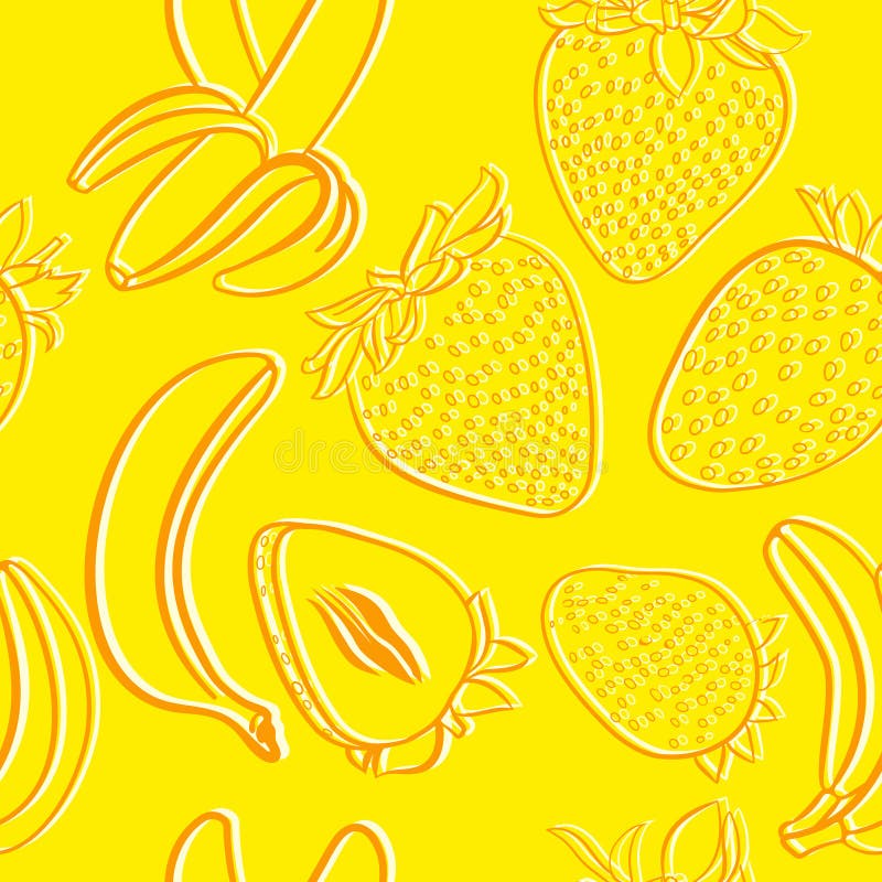Strawberry and Banana Seamless Pattern Stock Vector - Illustration of ...