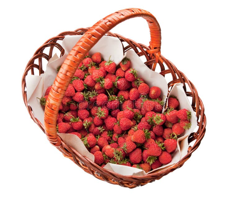 Strawberry Basket Isolated on White Stock Image - Image of grocery ...