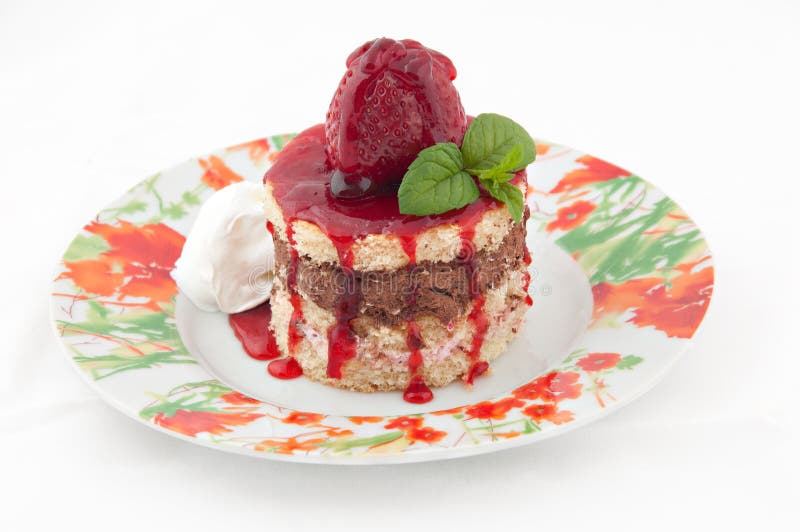 Strawberry bite size Cake stock image. Image of cream - 19926641