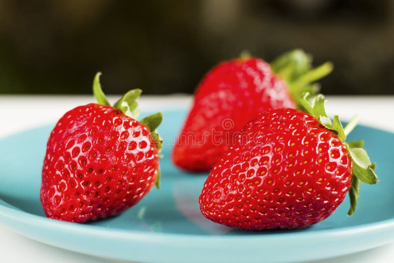 Strawberry on the Blue Background, Raw Real Strawberry Stock Photo ...