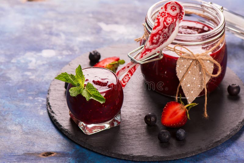 Strawberry, Blueberry and Raspberry Jam Stock Photo - Image of ...