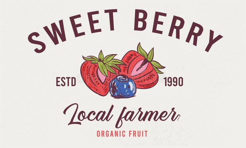 Strawberry and Blueberry T Shirt Design. Stock Vector - Illustration of ...