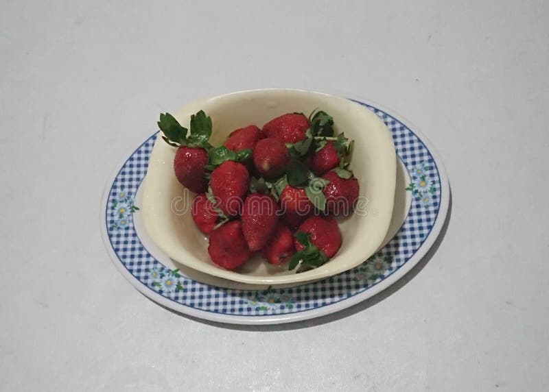 Strawberry in bowl stock photo. Image of white, blow - 266038934