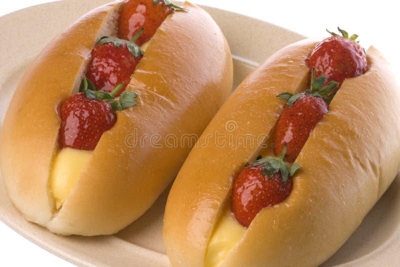 Strawberry Bread Buns Isolated Stock Image - Image of nutrition, lunch ...