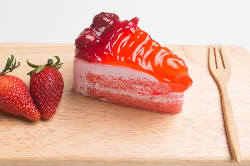Strawberry Cake and Strawberry Sauce Topping Stock Photo - Image of ...