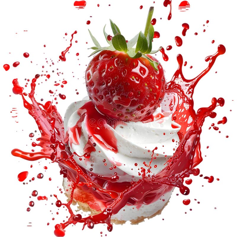 A Strawberry Cake with Strawberry Sauce and Whipped Cream on Top ...