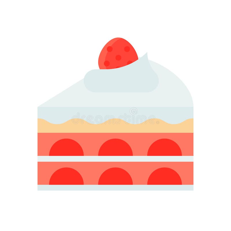 Strawberry Cake Vector Illustration, Flat Style Icon Stock Vector ...