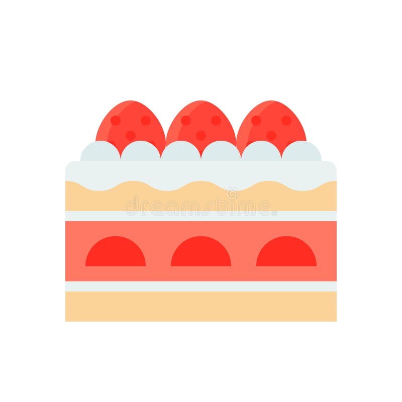 Strawberry Cake Vector Illustration, Flat Style Icon Stock Vector ...