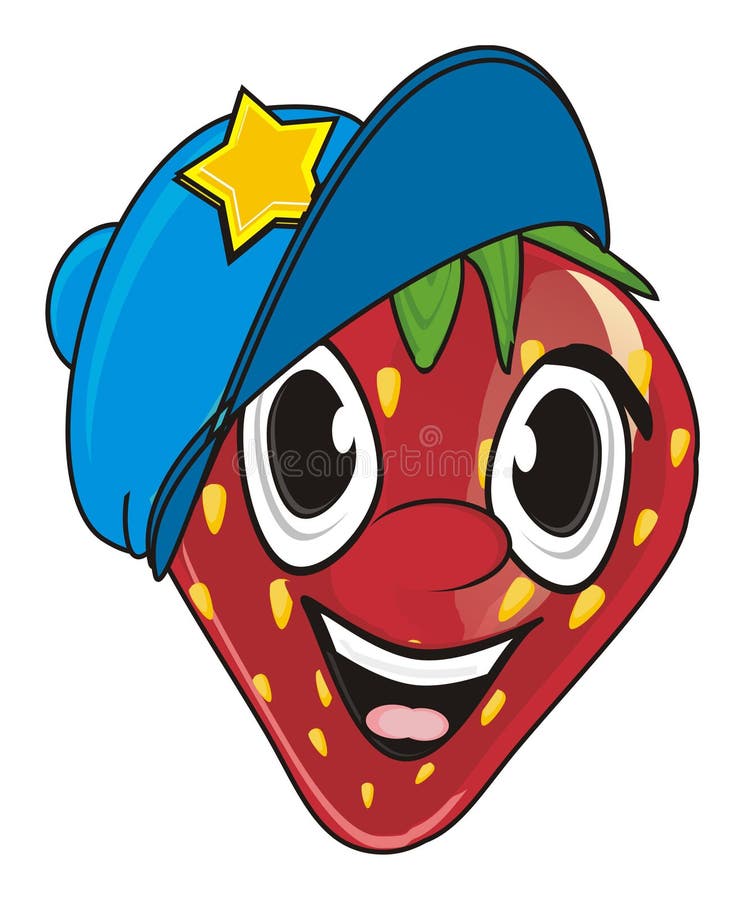 Strawberry and cap stock illustration. Illustration of face - 89790235