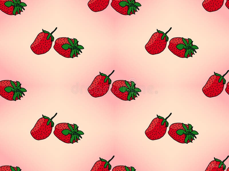 Strawberry Seamless Pattern on Pink Background Stock Illustration ...