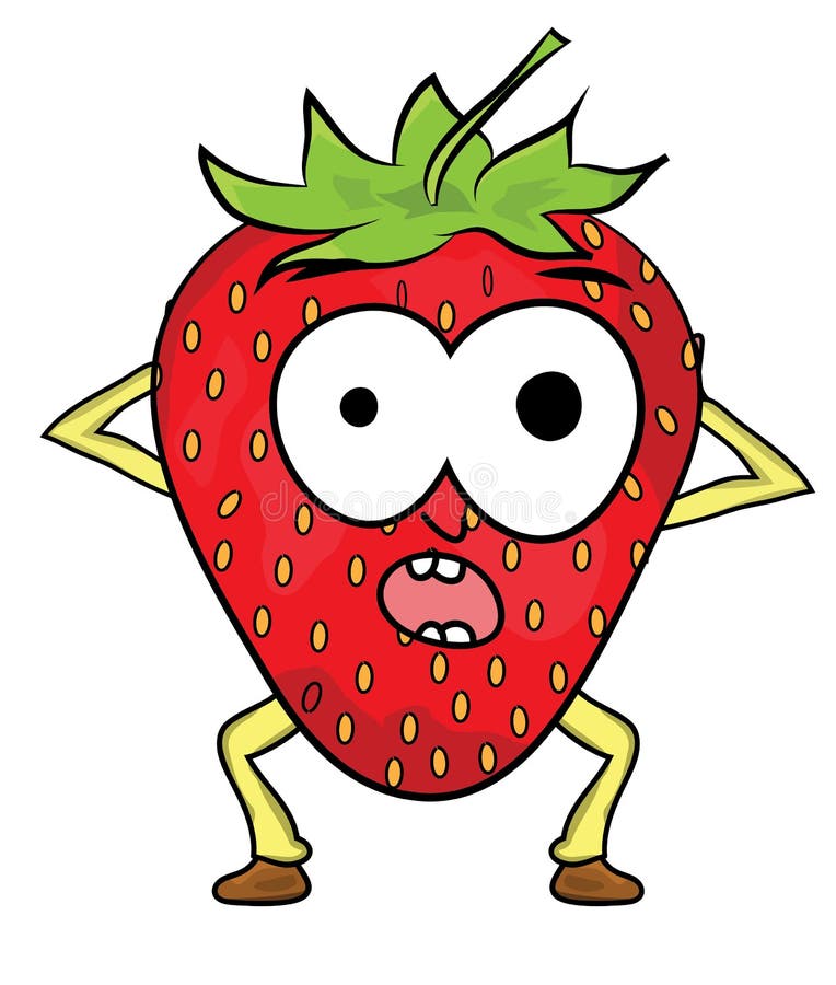 Strawberry Cartoon Character Stock Illustration - Illustration of ...